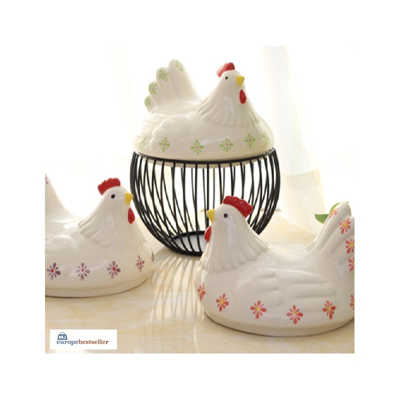 Ceramic Egg Holder Chicken Wire Egg Basket